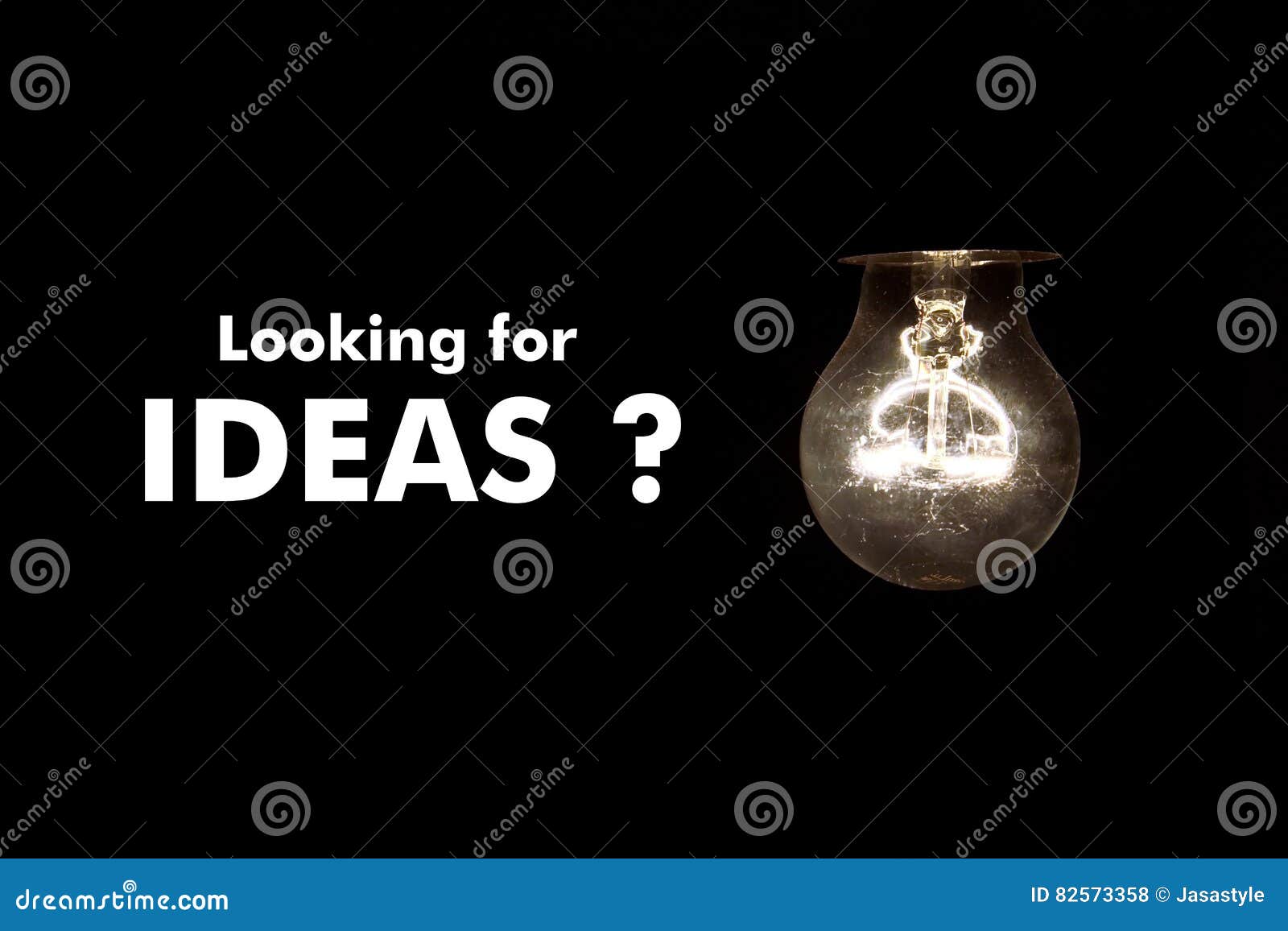 Bulb with Text LOOKING for IDEAS Stock Photo - Image of begins, look ...
