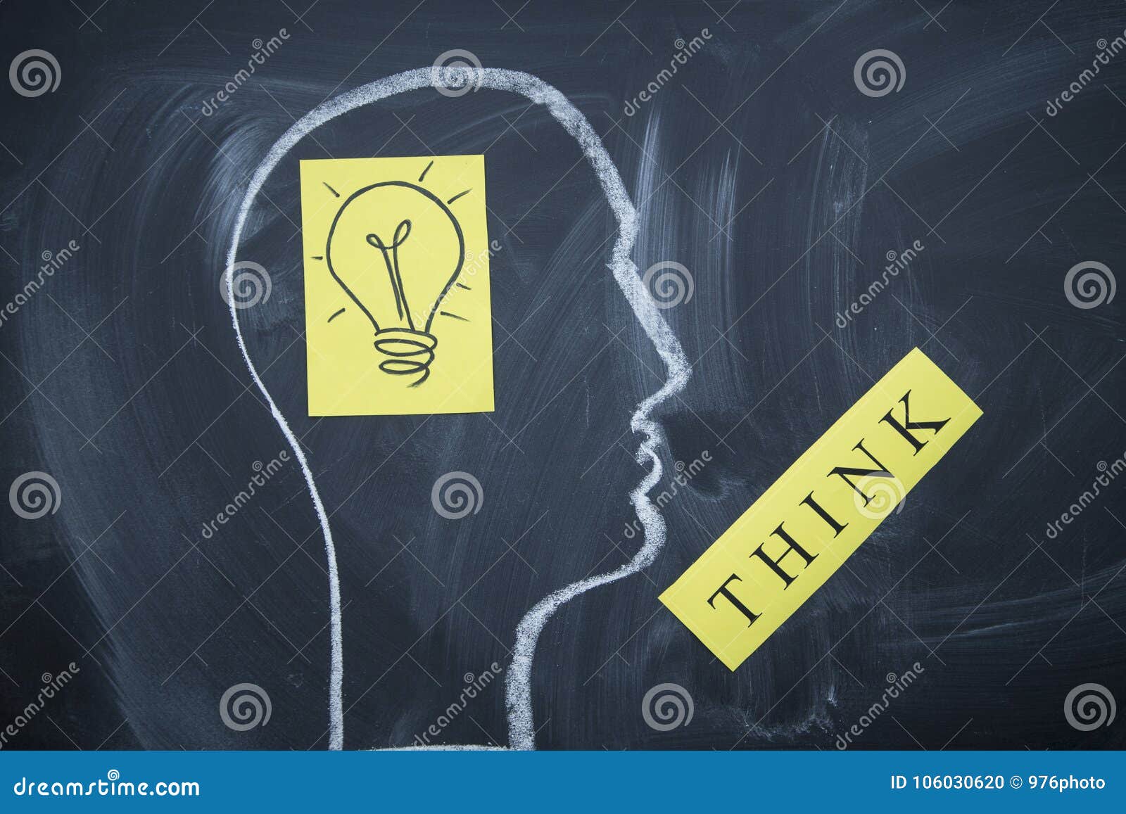 Bulb and Think Inscription on a Blackboard Stock Photo - Image of ...