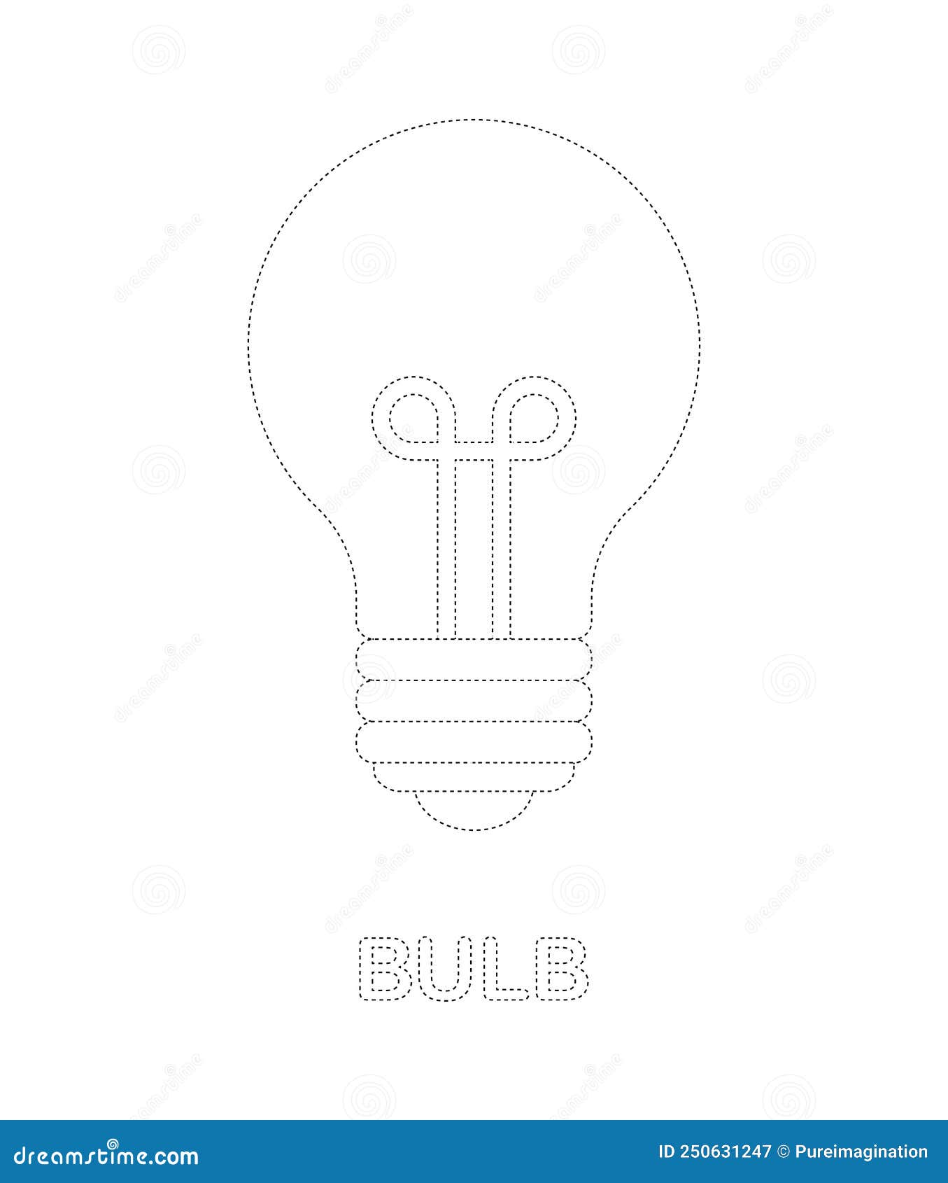 Bulb Tracing Worksheet for Kids Stock Vector - Illustration of fine ...