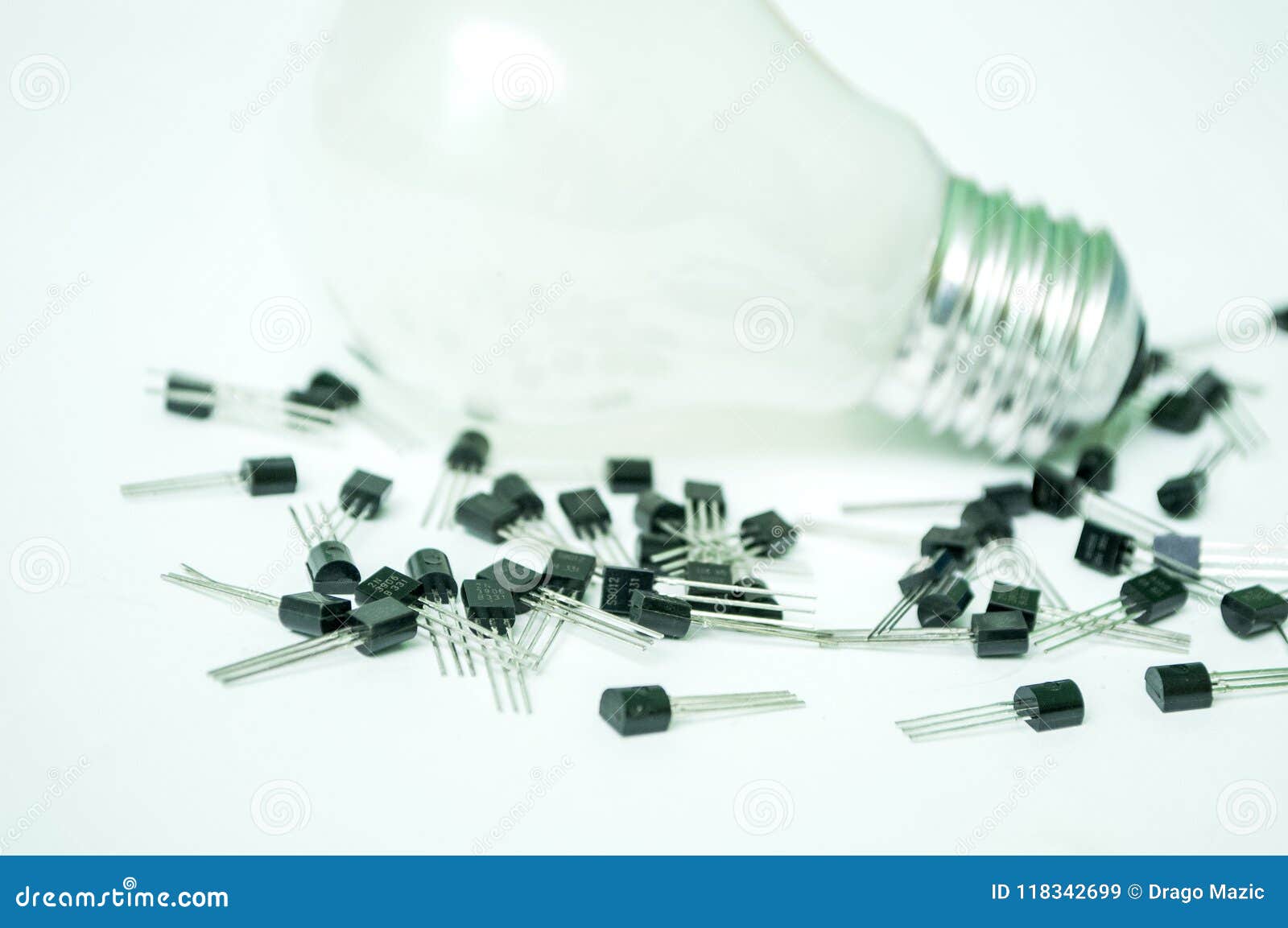The Bulb and the Transistors Isolated Stock Image - Image of bulb ...