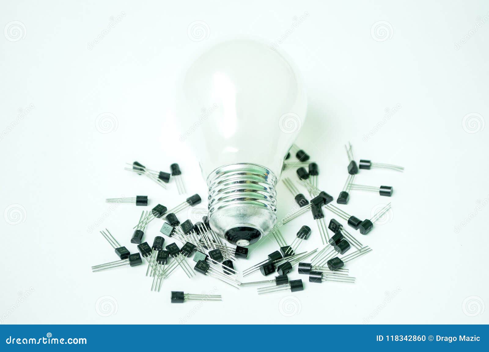 The Bulb and the Transistors Isolated Stock Photo - Image of anode ...