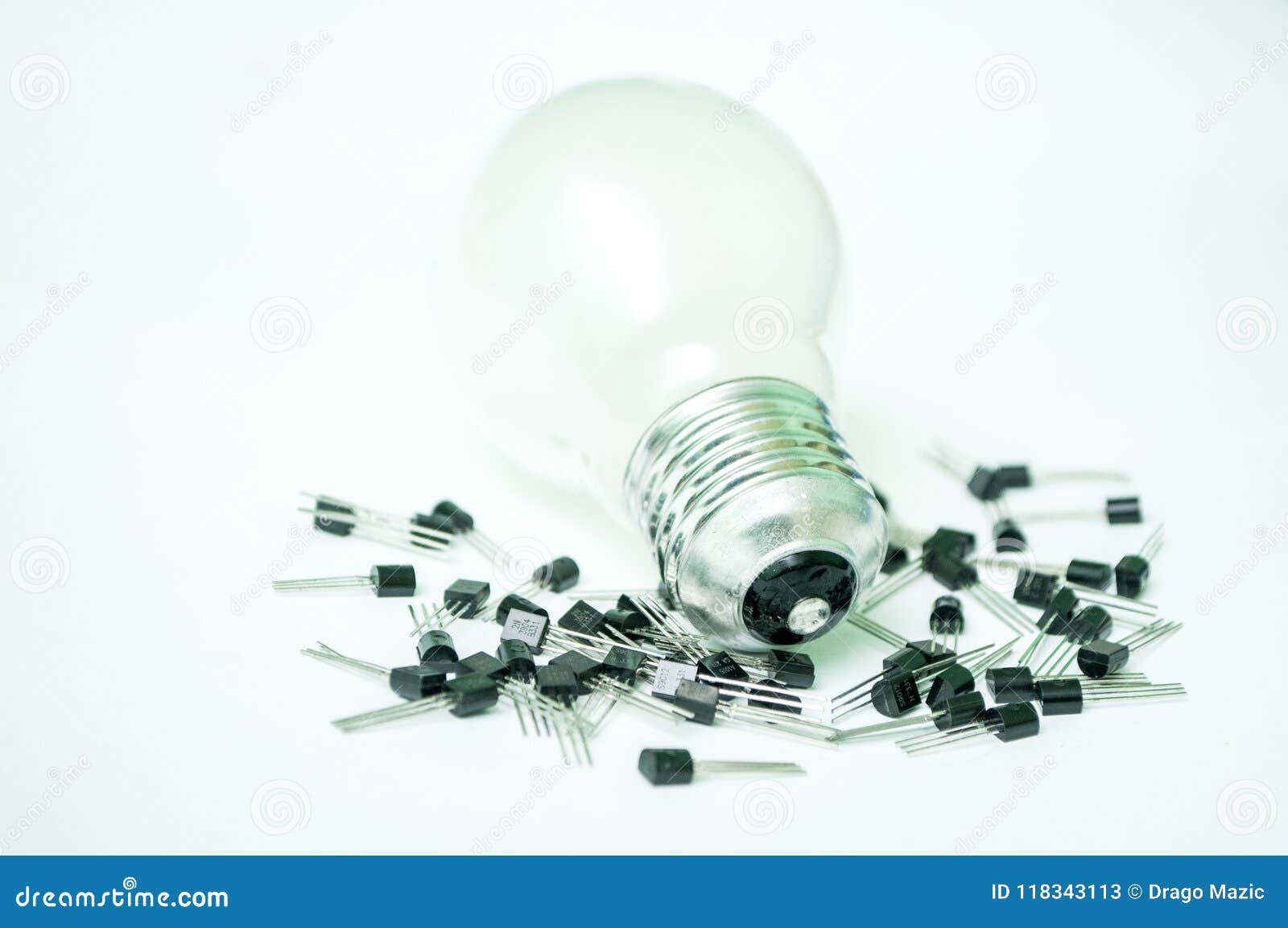 The Bulb and the Transistors Isolated Stock Image - Image of device ...