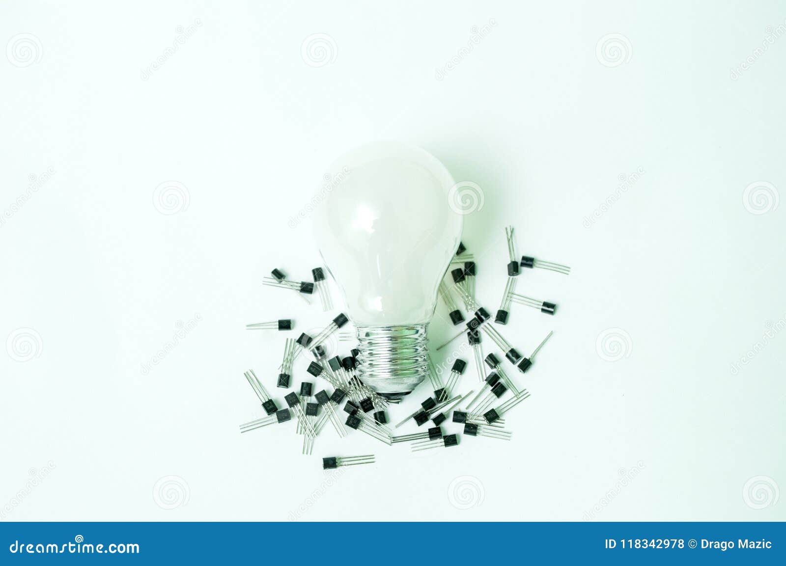 The Bulb and the Transistors Isolated Stock Photo - Image of bulb ...