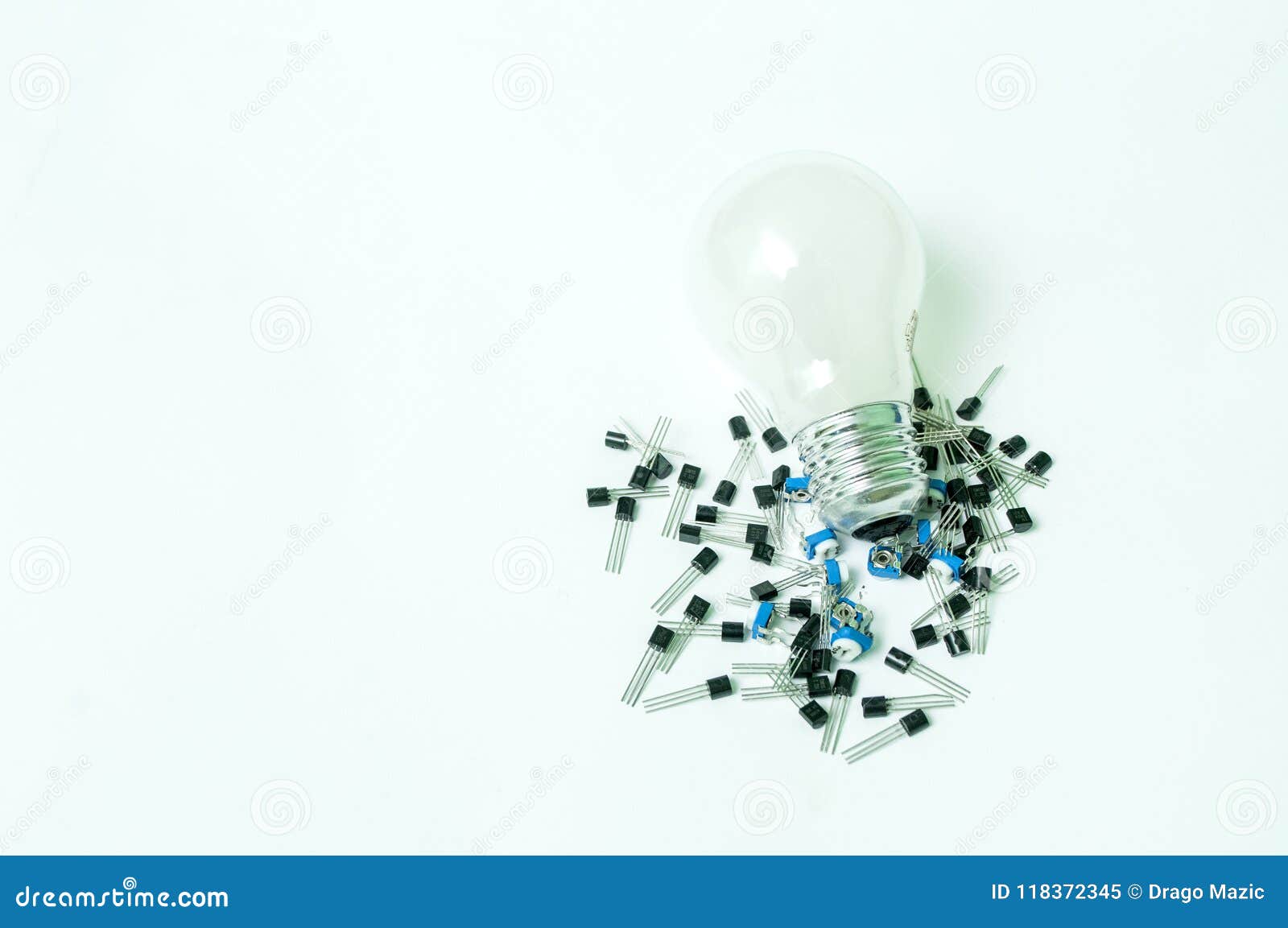 The Bulb and the Transistors Isolated Stock Image - Image of device ...
