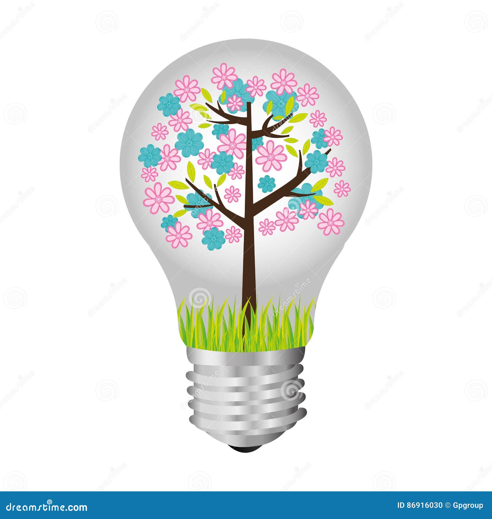 Bulb with tree inside icon stock illustration. Illustration of ...