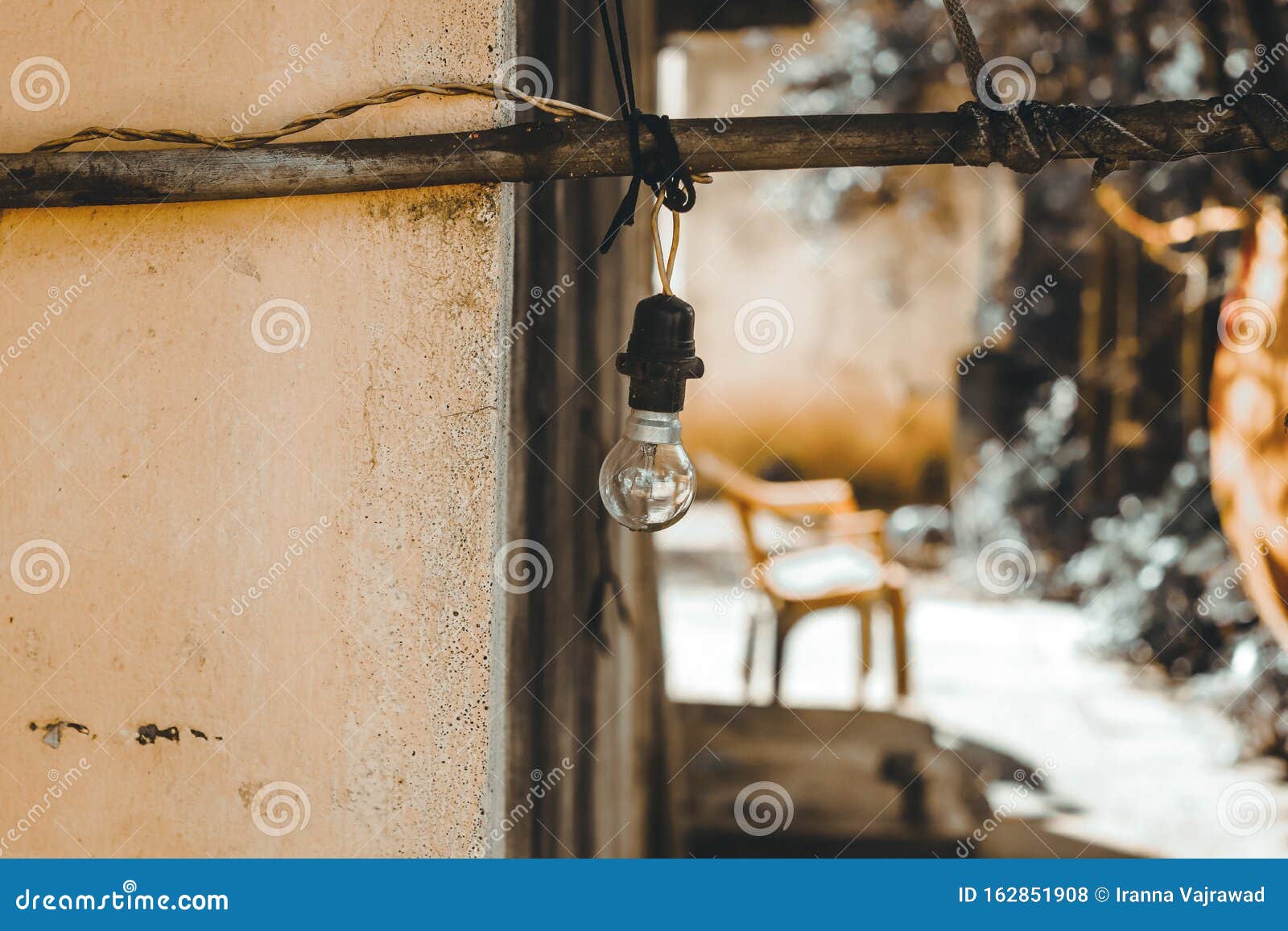 The Bulb of the Village House. Light Indian Village Stock Photo - Image ...