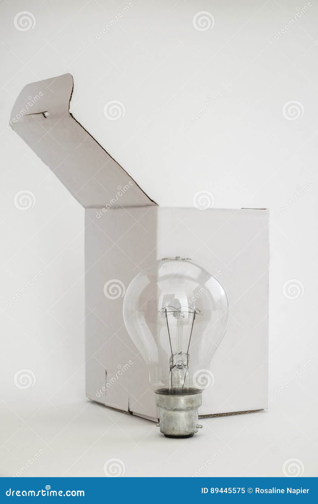 Bulb and white box stock image. Image of imagination - 89445575