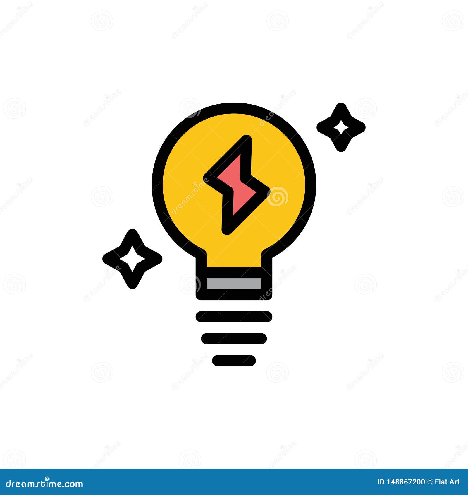 Bulbo, Luz, Icono Plano Del Color Del Poder Plantilla De La Bandera Del ...