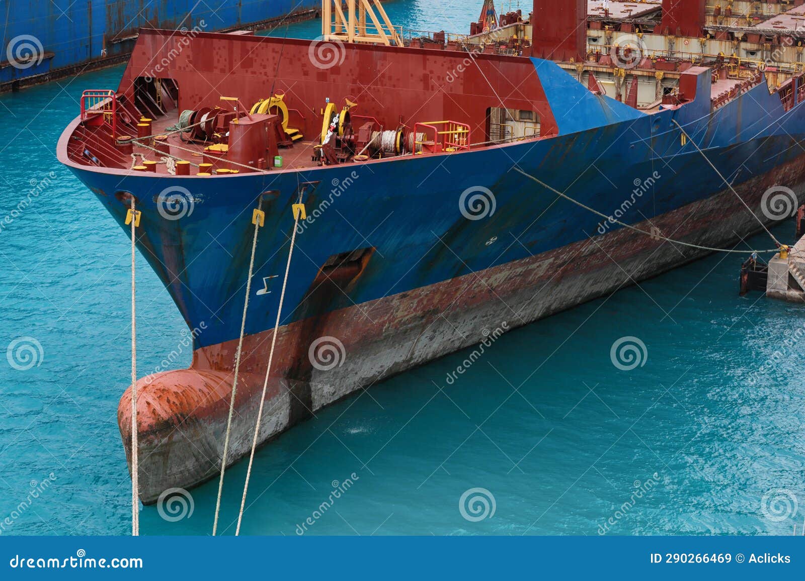 Bulbous Bow Cargo Ship Moored Towering Stock Image - Image of equipment ...