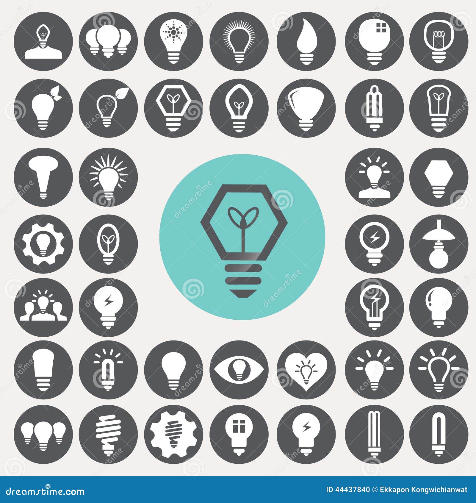 Bulbs icons set. stock illustration. Illustration of fluorescent - 44437840