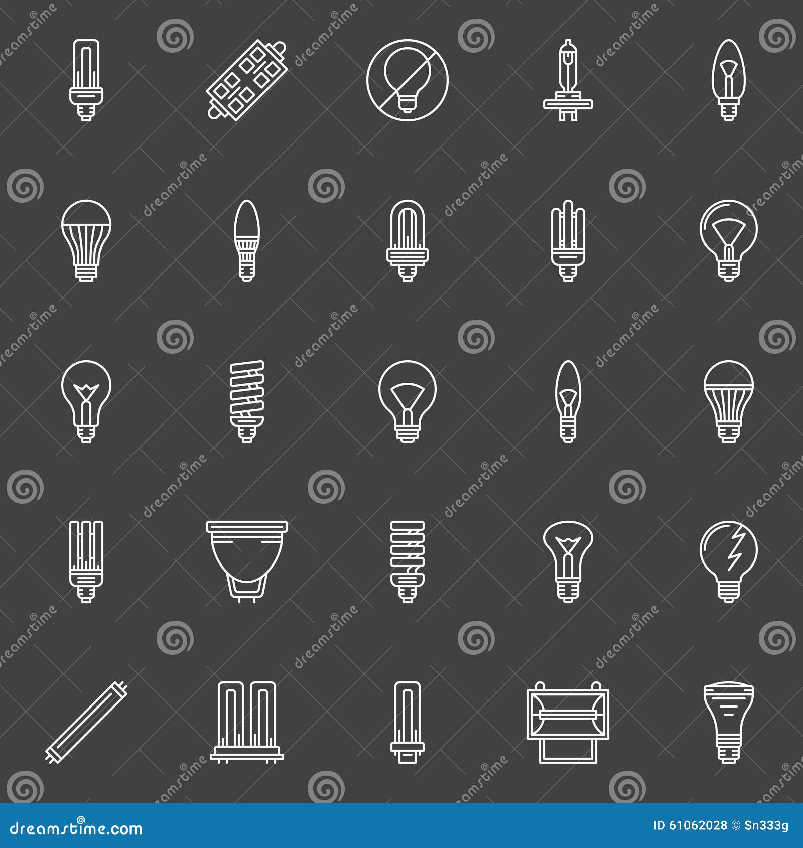Bulbs icons set stock vector. Illustration of creativity - 61062028