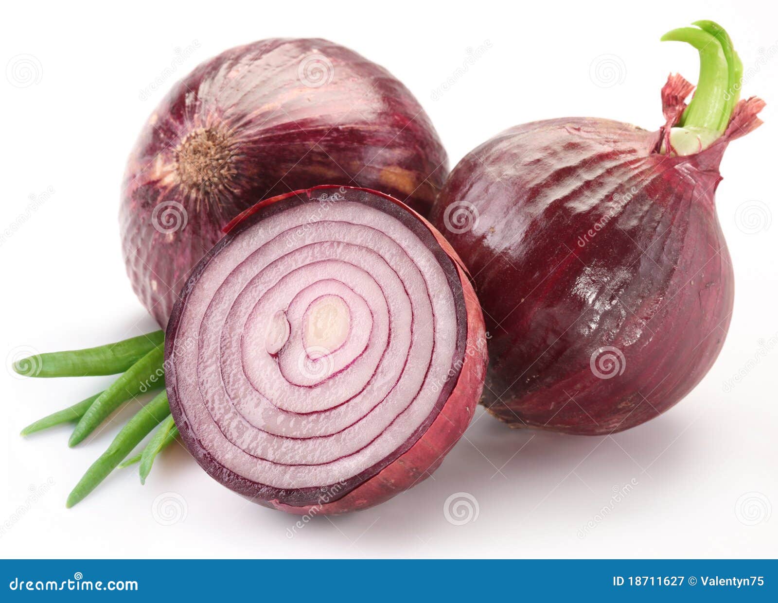 Bulbs of Red Onion with Green Leaves Stock Image - Image of ingredient ...