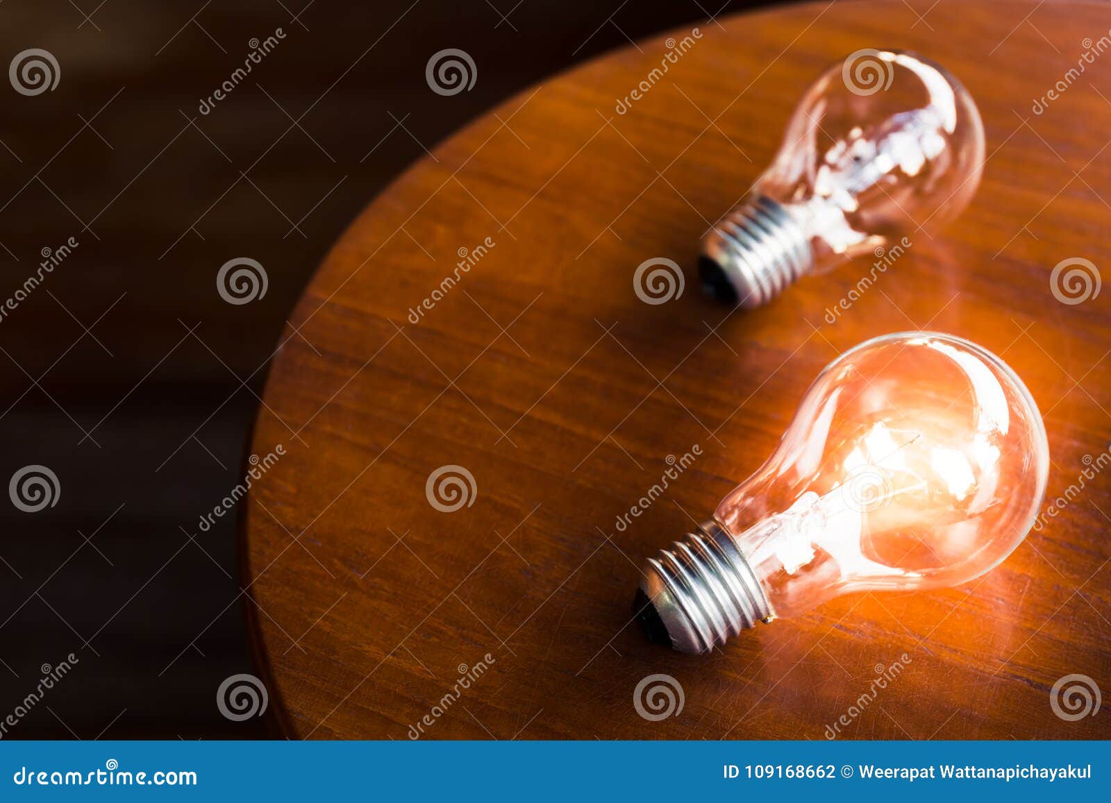 Bulbs on table stock photo. Image of invention, clever - 109168662
