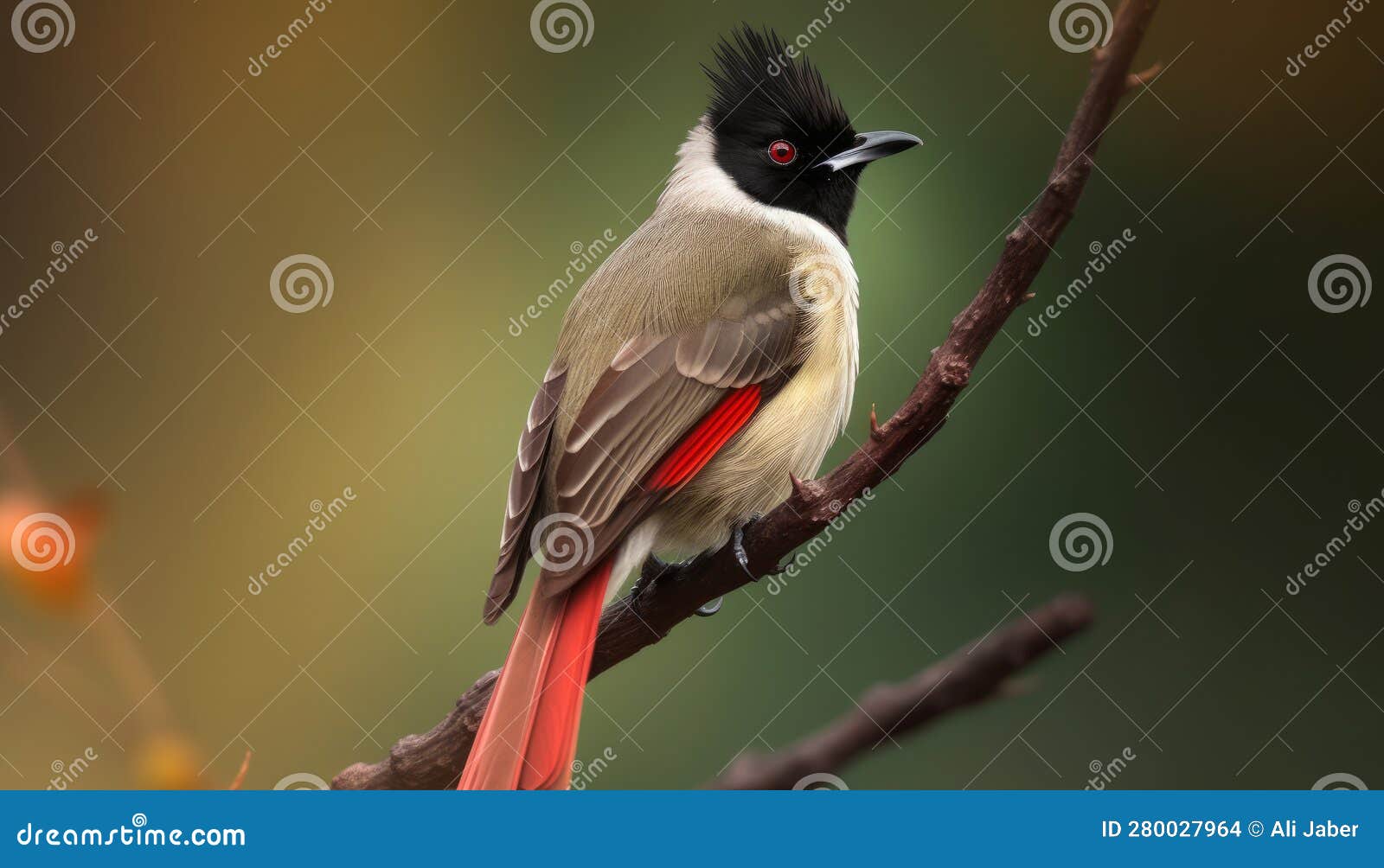 A Bulbul Sitting on a Tree Branch Ai, Ai Generative, Illustration Stock ...