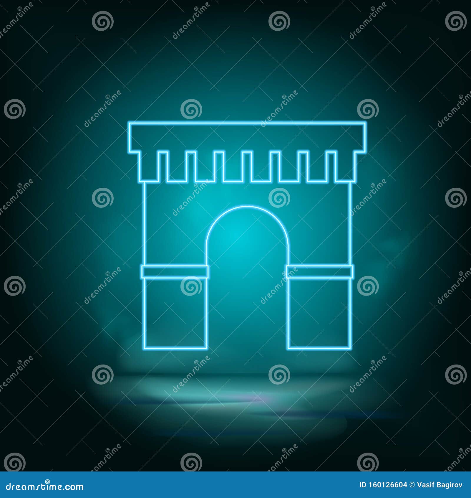 Bulding, Neon Blue. Blue Neon, Building Icon. Vector Background Stock ...