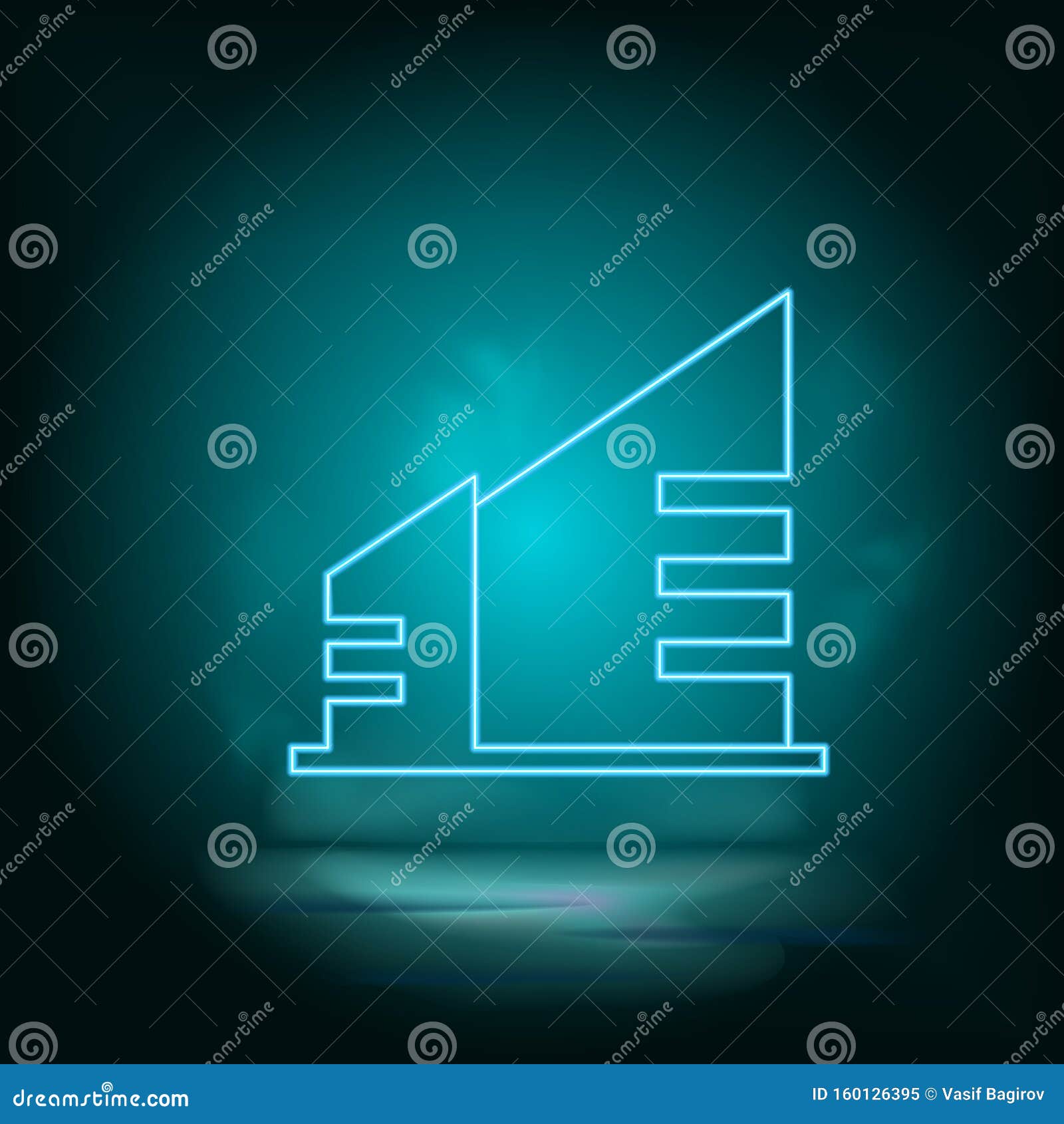Bulding, Neon Blue. Blue Neon, Building Icon. Vector Background Stock ...