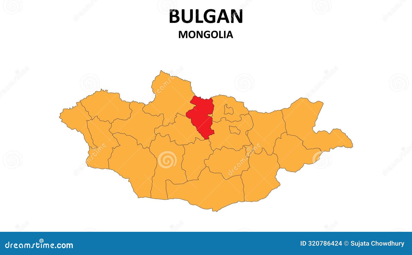 Bulgan Map in Mongolia. Vector Map of Mongolia. Regions Map of Mongolia ...