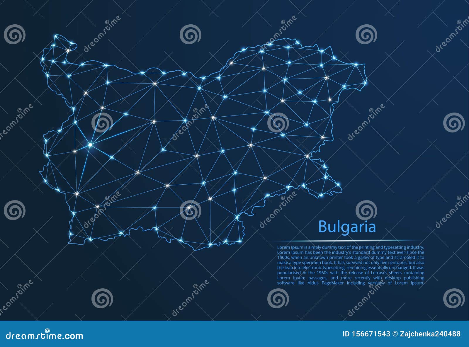 Bulgaria Communication Network Map. Vector Low Poly Image of a Global ...