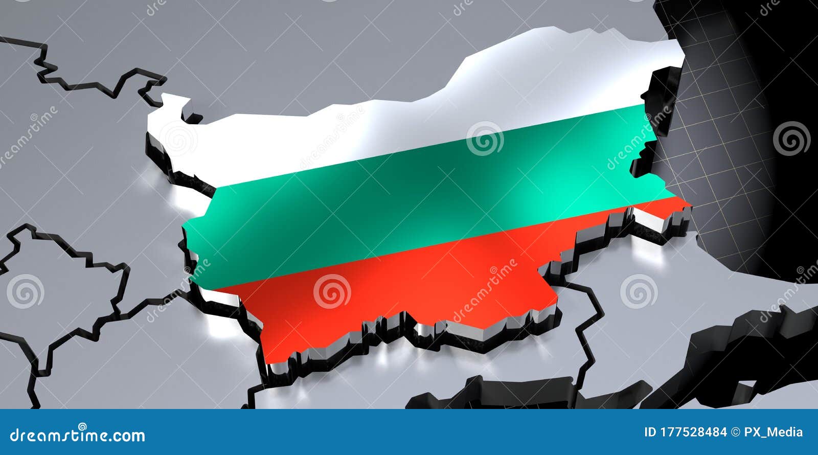 Bulgaria - Country Borders and Flag Stock Illustration - Illustration ...