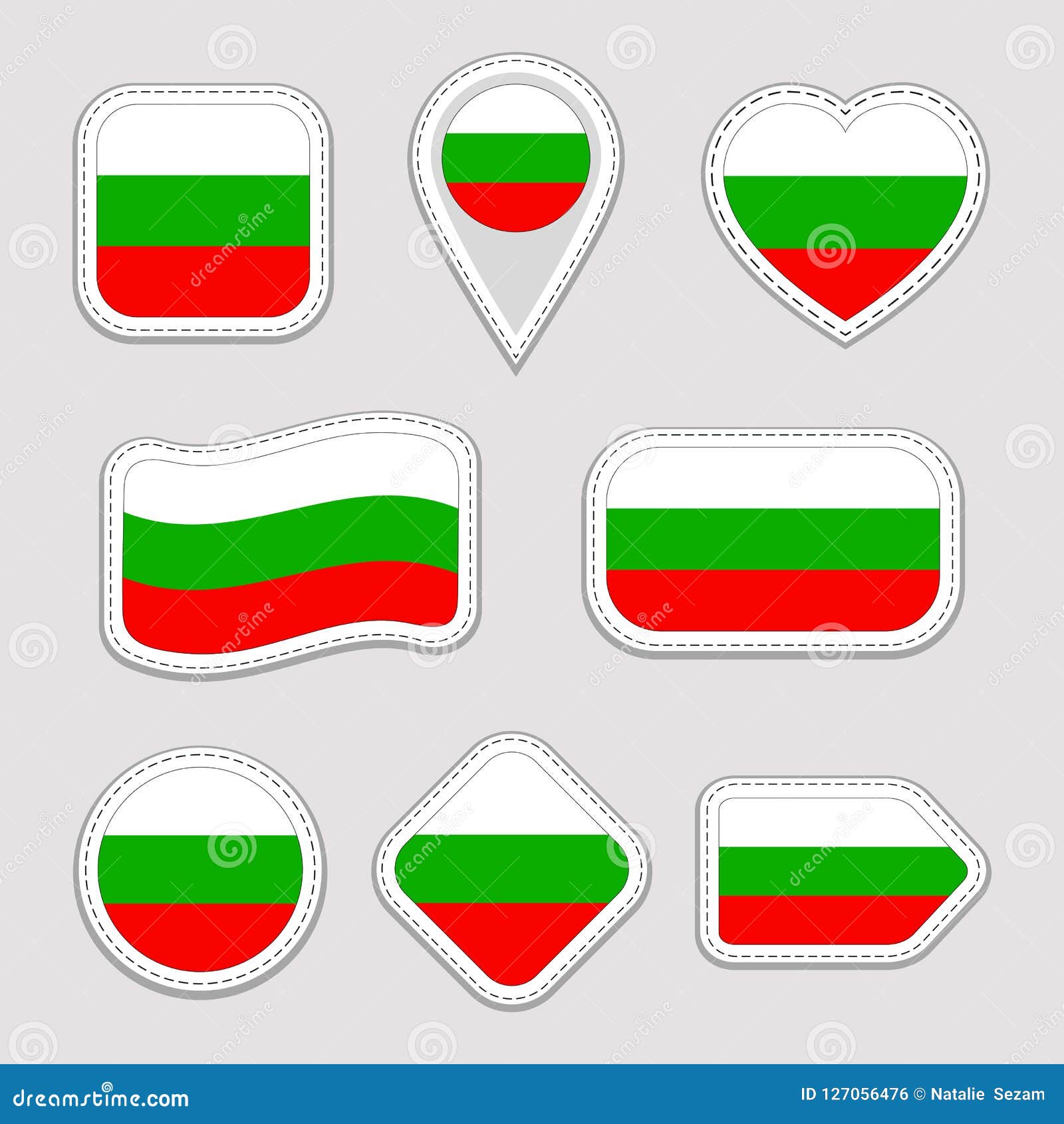 Bulgaria Flag Vector Set Bulgarian National Flags Stickers Collection