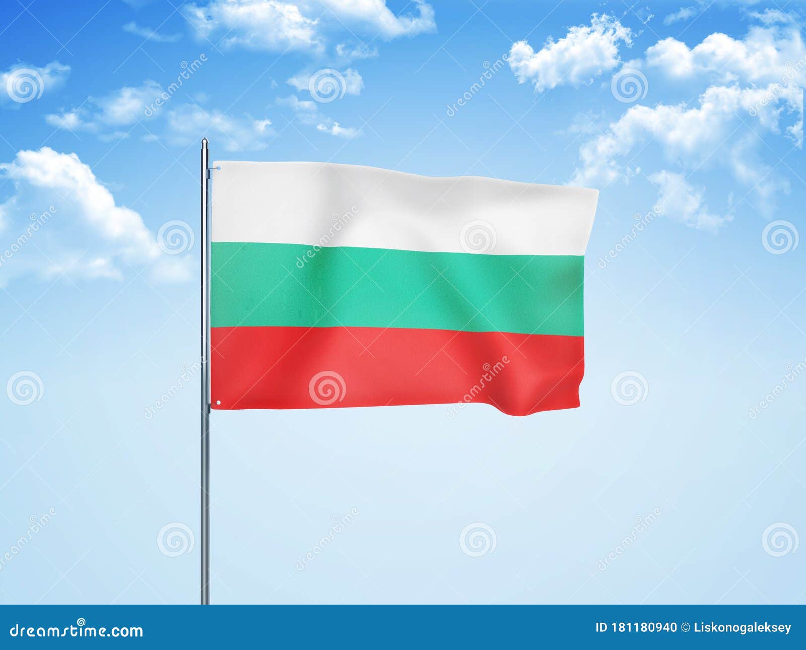 Bulgaria Flag Waving Sky Background 3D Illustration Stock Illustration ...