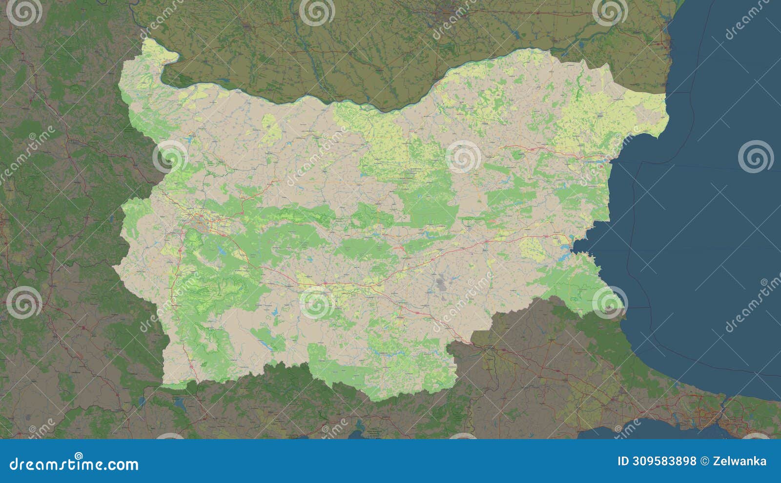 Bulgaria Highlighted. Topo Standard Stock Illustration - Illustration ...