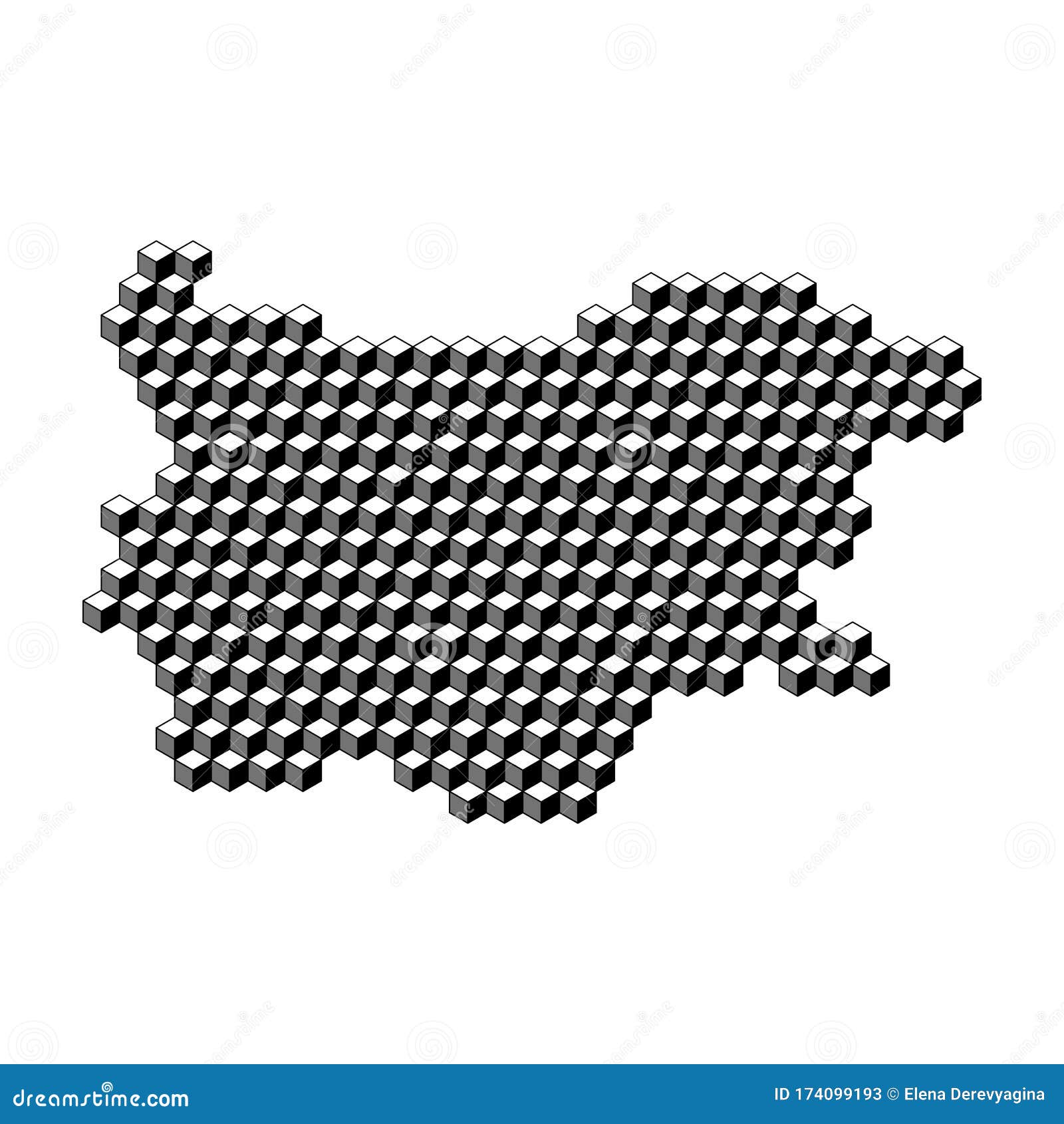 Bulgaria Map from 3D Black Cubes Isometric Abstract Concept, Square ...