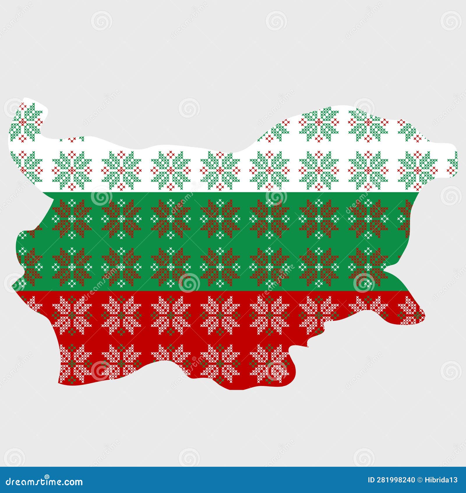 Bulgaria Map with Flag and Ethnic Motifs Stock Vector - Illustration of ...