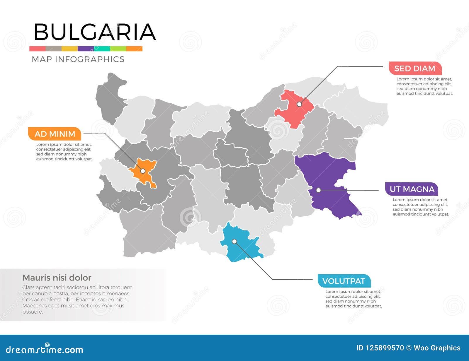 Bulgaria Map Infographics Vector Template with Regions and Pointer ...