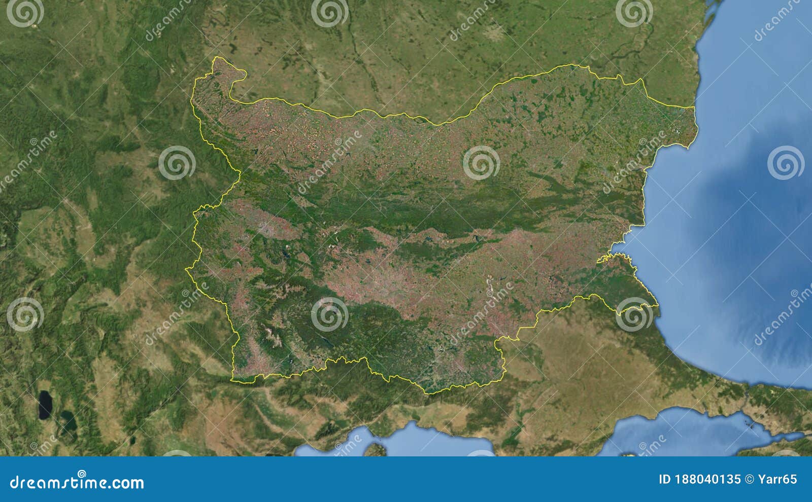 Bulgaria Outlined - Satellite Stock Illustration - Illustration of ...