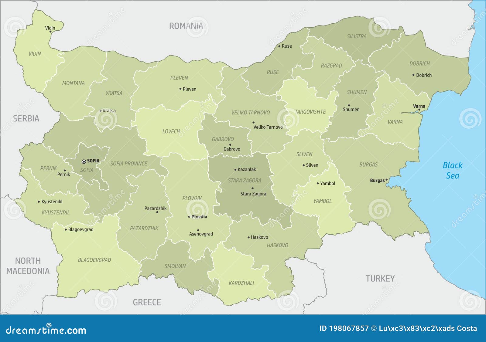 Bulgaria regions map stock illustration. Illustration of abstract ...