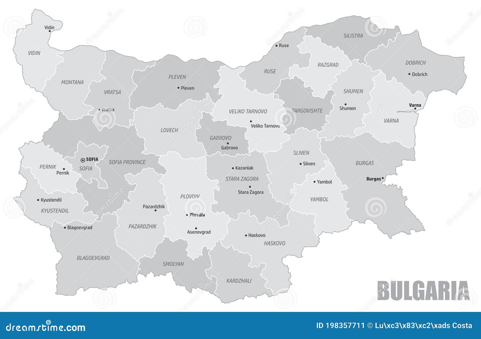 Bulgaria regions map stock illustration. Illustration of geography ...