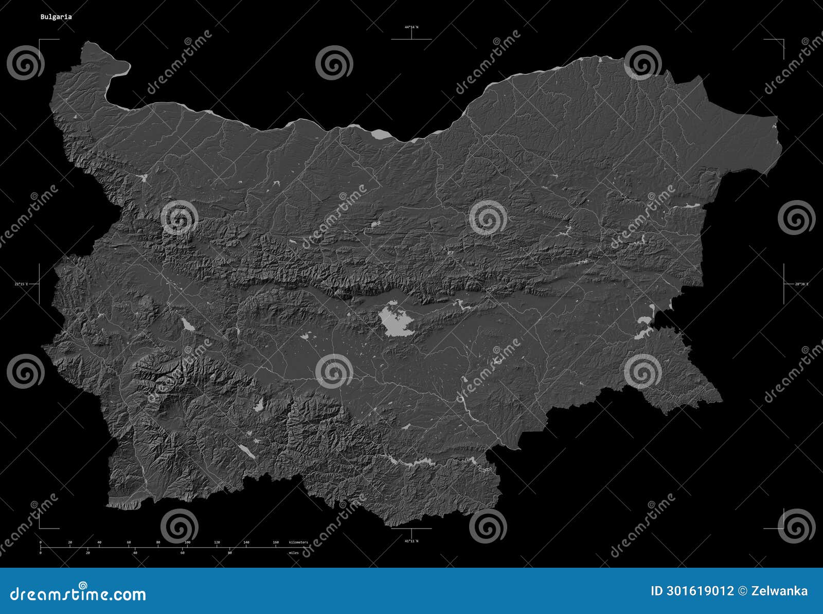 Bulgaria Shape on Black. Bilevel Stock Illustration - Illustration of ...