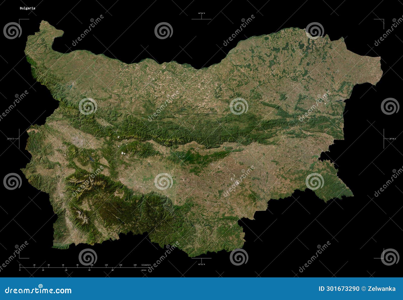 Bulgaria Shape on Black. Low-res Satellite Stock Illustration ...