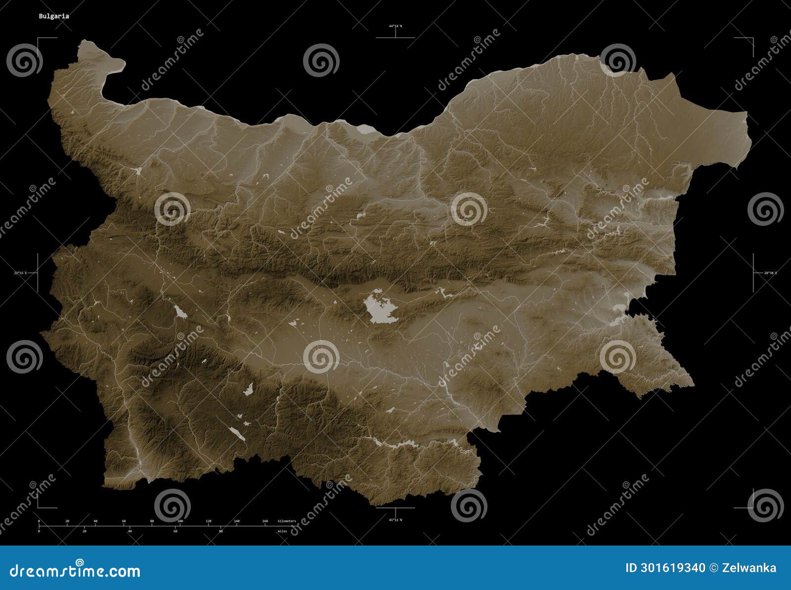Bulgaria Shape on Black. Sepia Stock Illustration - Illustration of ...
