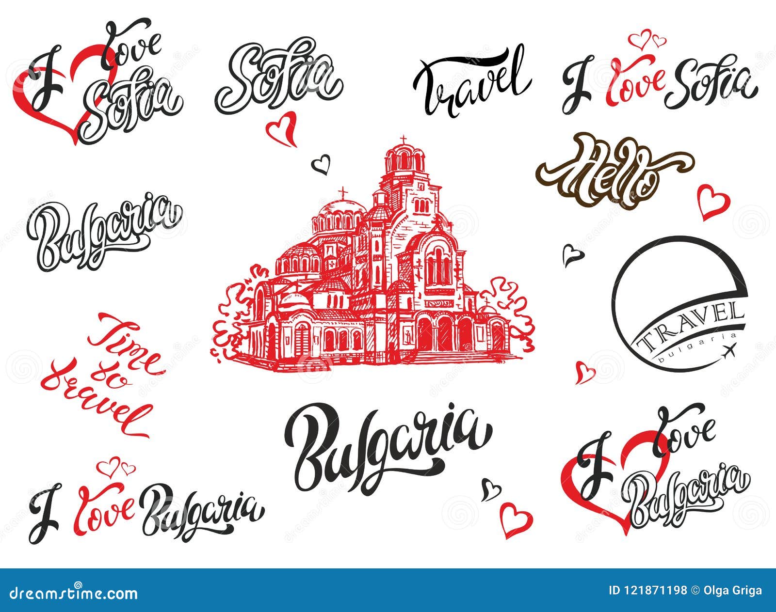 Bulgaria. Sofia. Set Of Elements For Design. Lettering. The Sketch Of ...