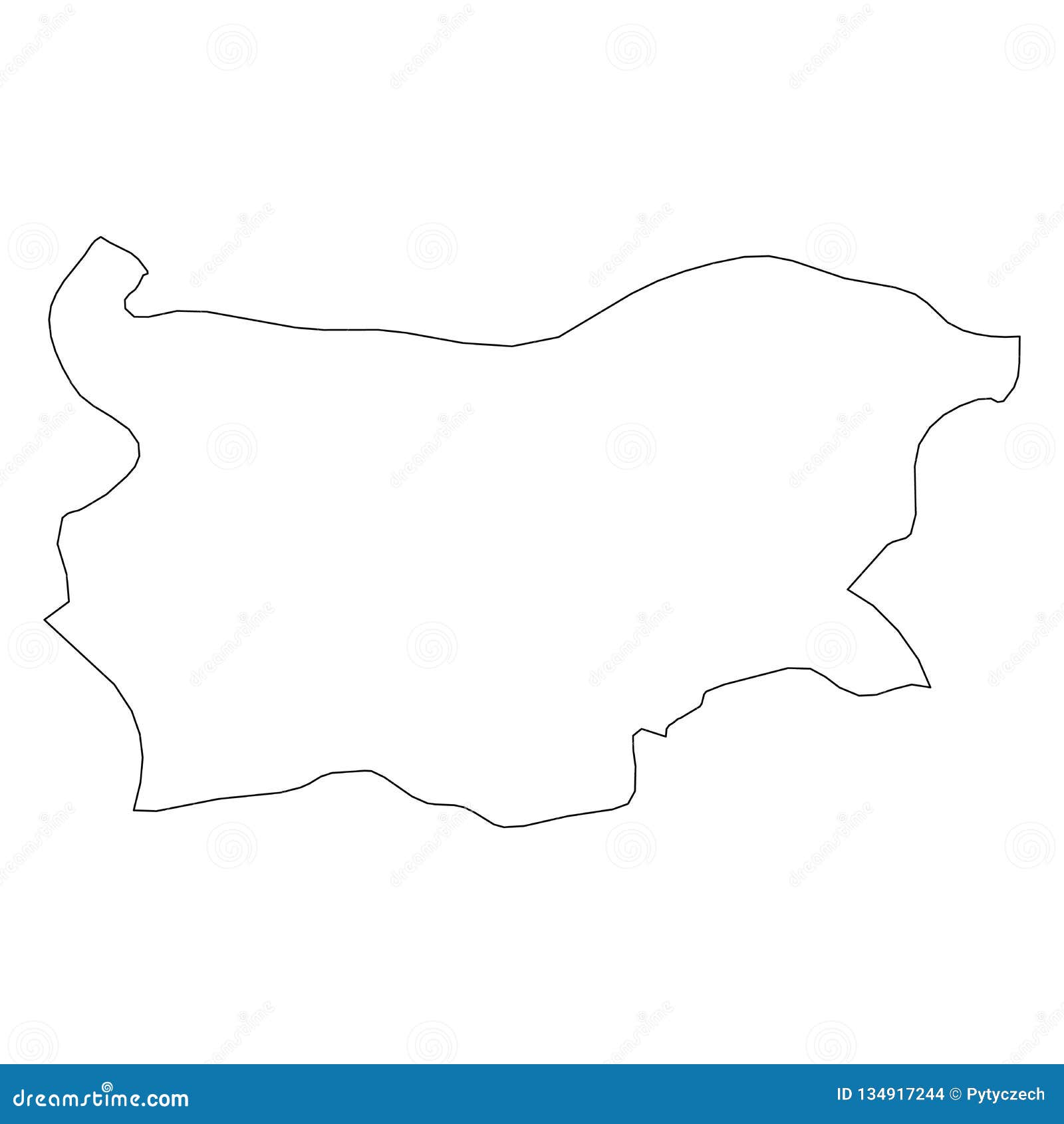 Bulgaria - Solid Black Outline Border Map of Country Area. Simple Flat ...