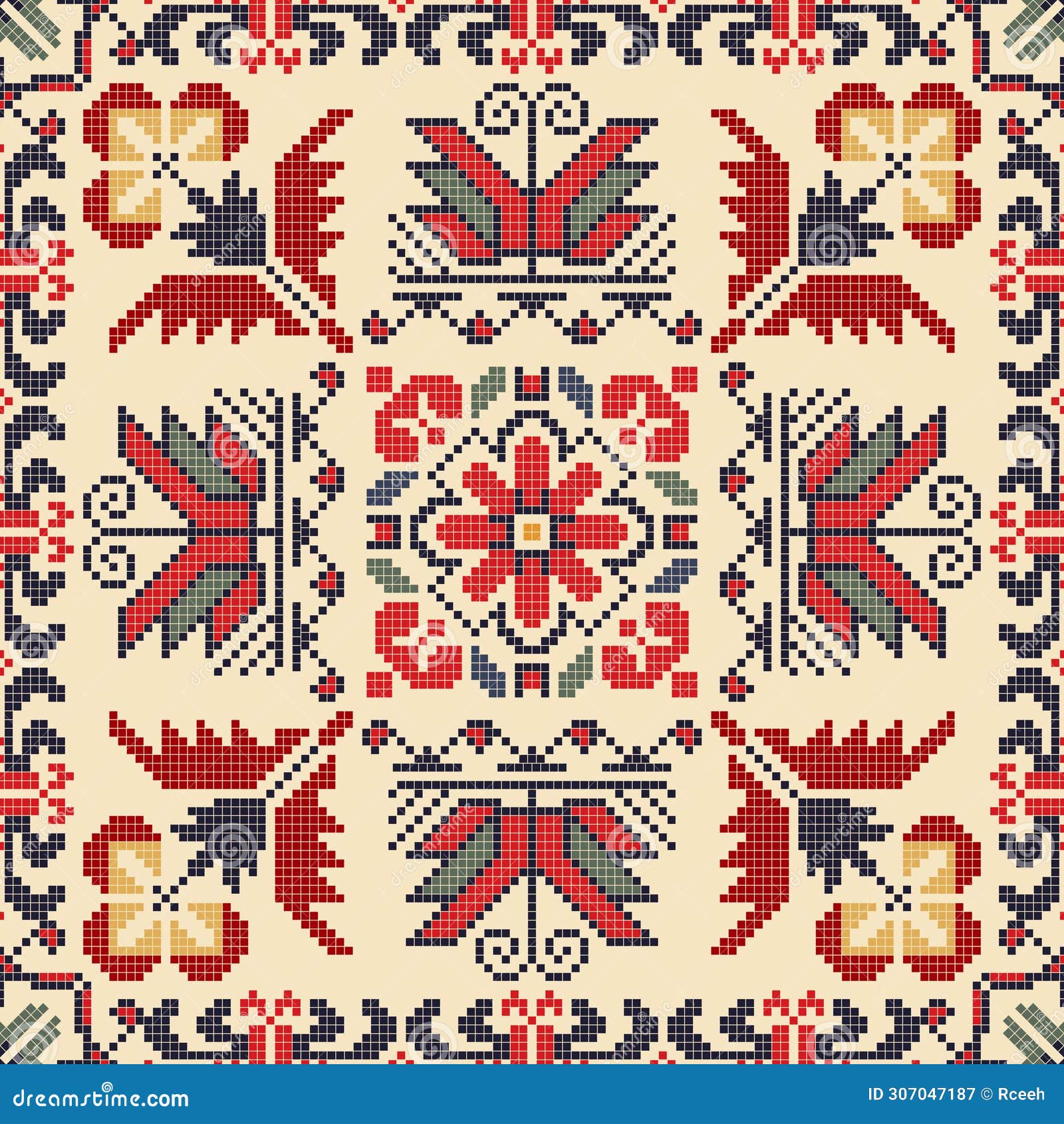 Bulgarian Embroidery Pattern 37 Stock Vector - Illustration of ...