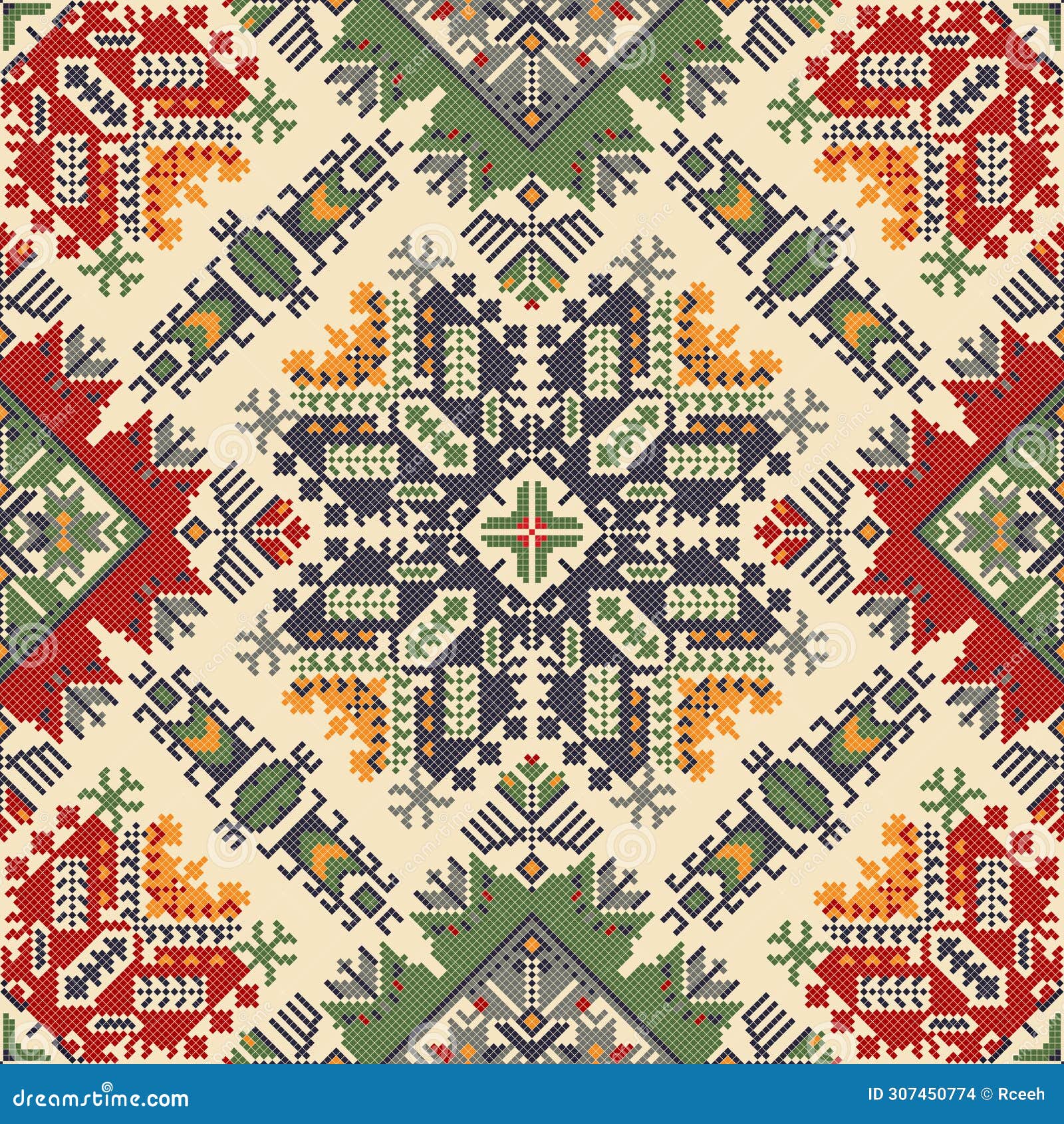 Bulgarian Embroidery Pattern 53 Stock Vector - Illustration of symbolic ...