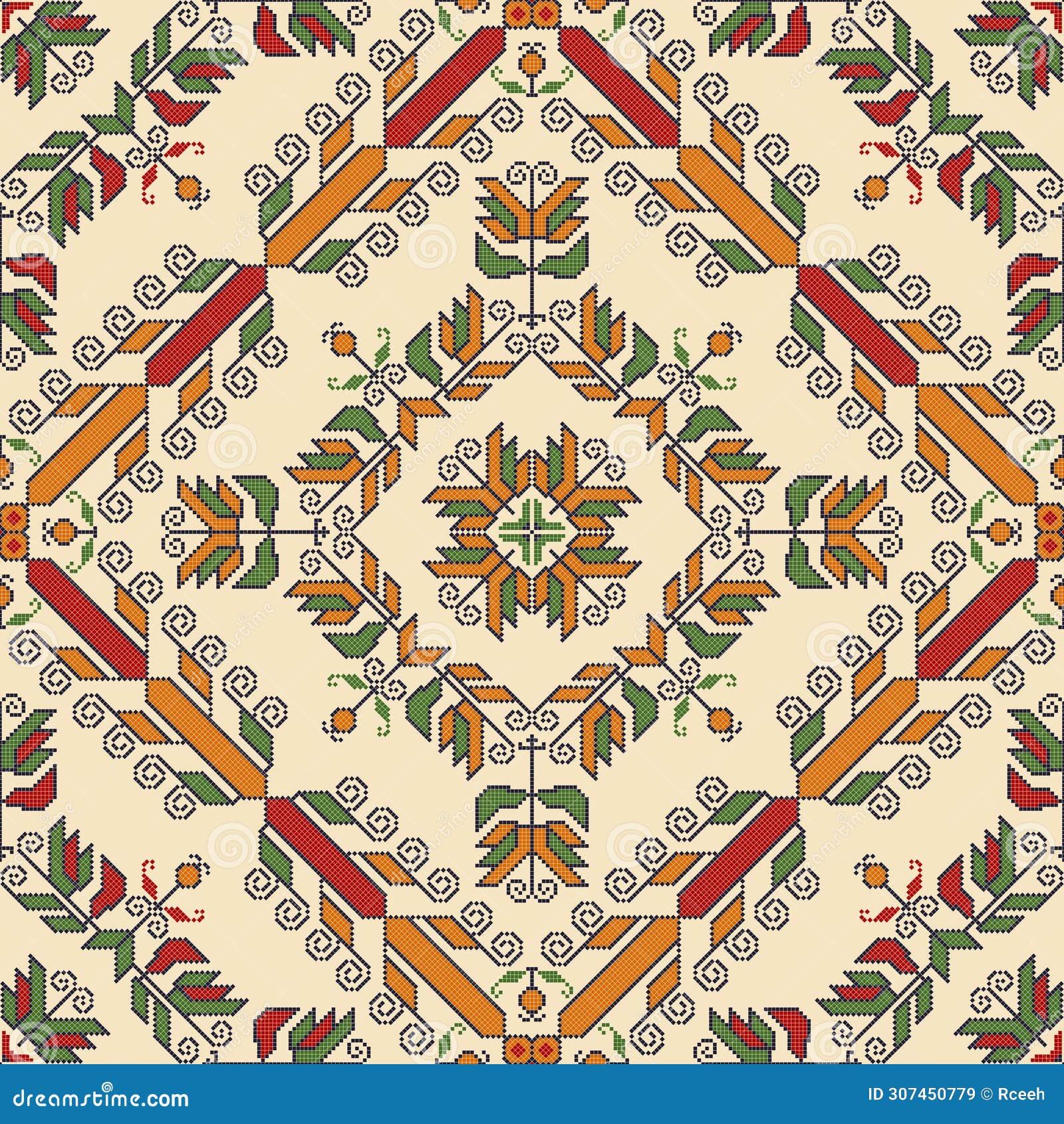 Bulgarian Embroidery Pattern 54 Stock Vector - Illustration of covering ...