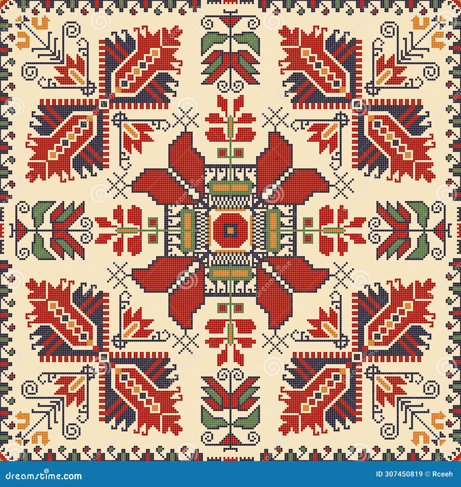 Bulgarian Embroidery Pattern 66 Stock Vector - Illustration of swatch ...