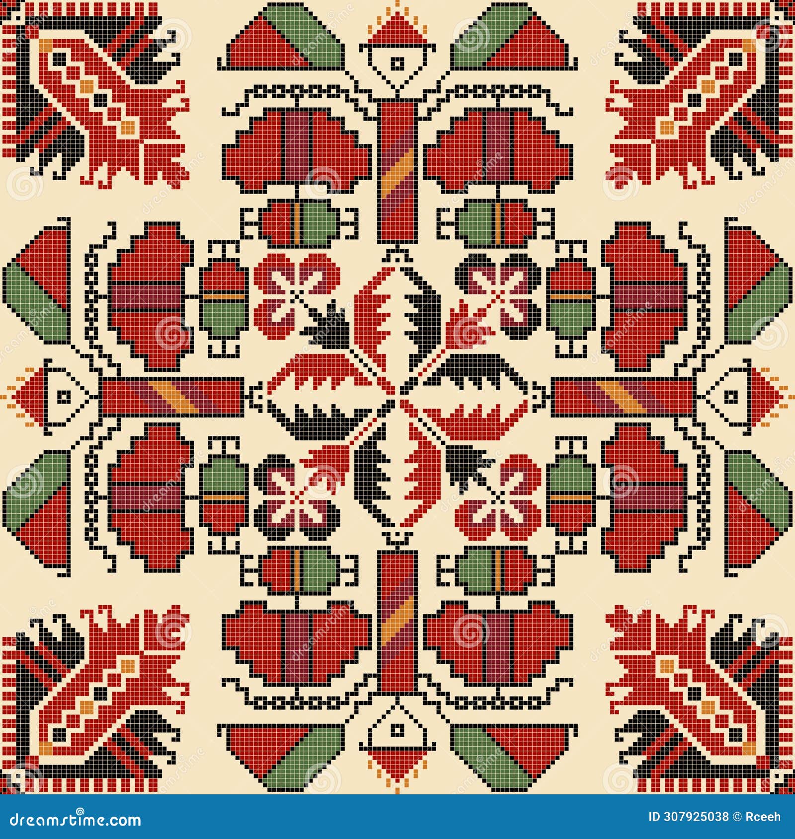 Bulgarian Embroidery Pattern 79 Stock Vector - Illustration of symmetry ...