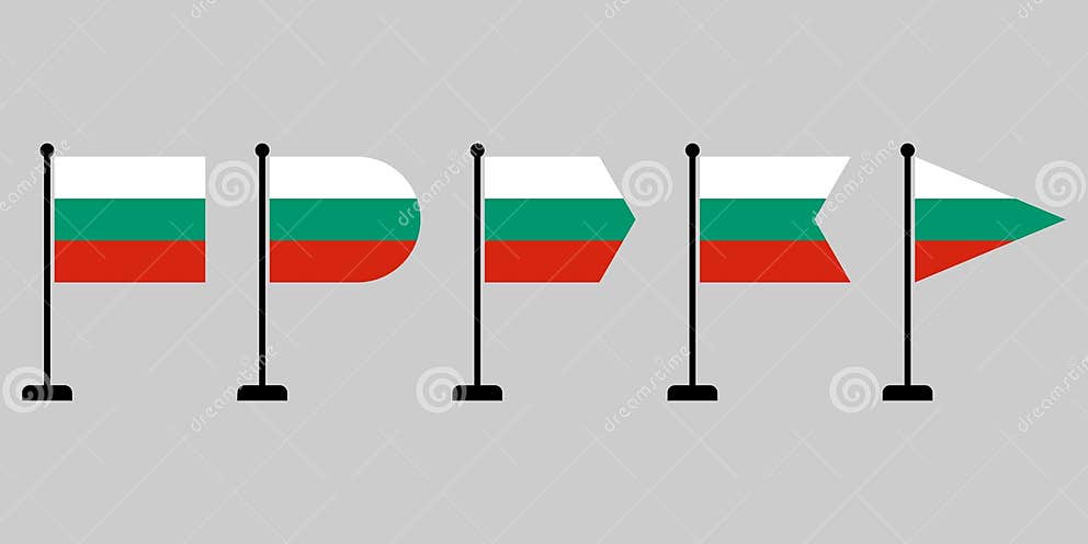 Bulgarian Flag Icon with Flagpole Displayed with Different Shape ...