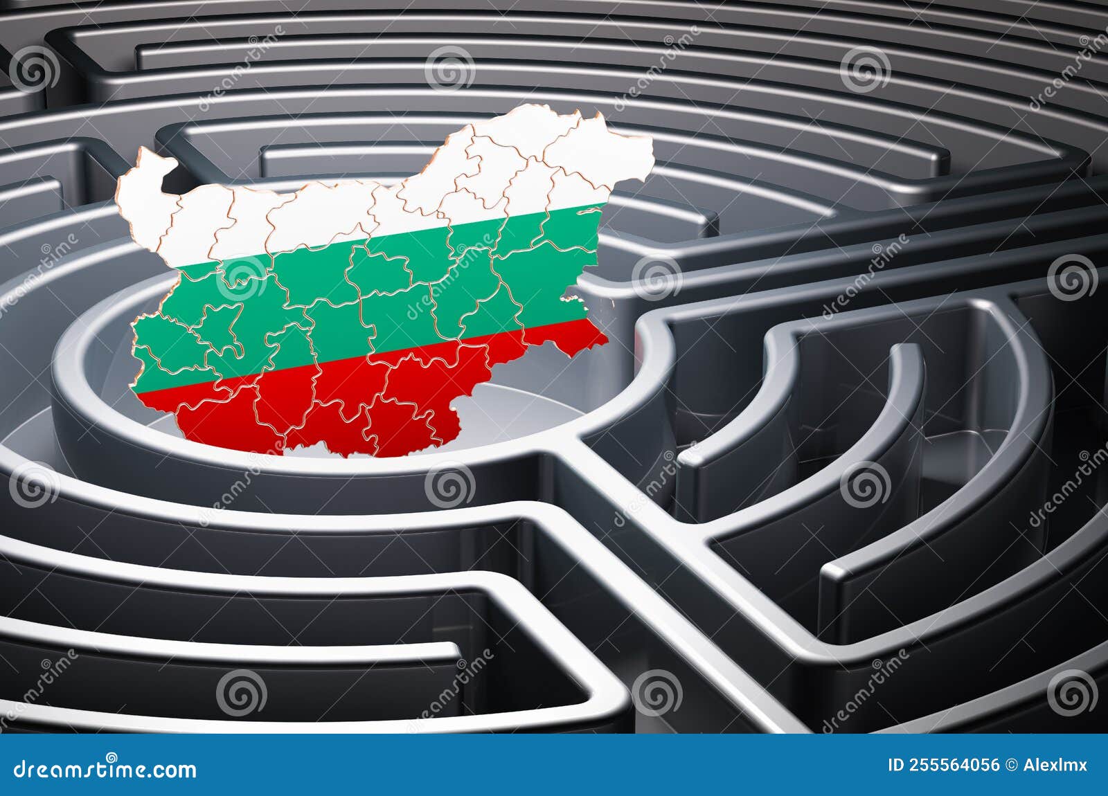 Bulgarian Map Inside Labyrinth, 3D Rendering Stock Illustration ...