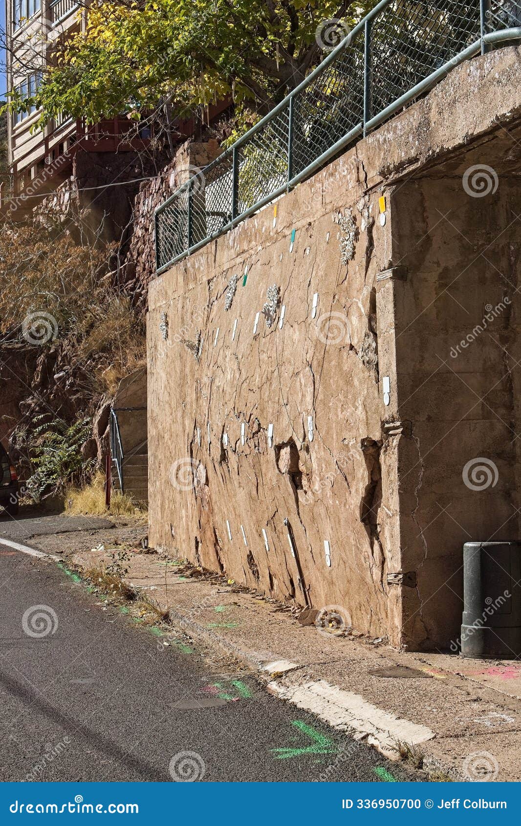 A Bulging Concrete Retaining Wall Ready To Fail. Stock Photo - Image of ...