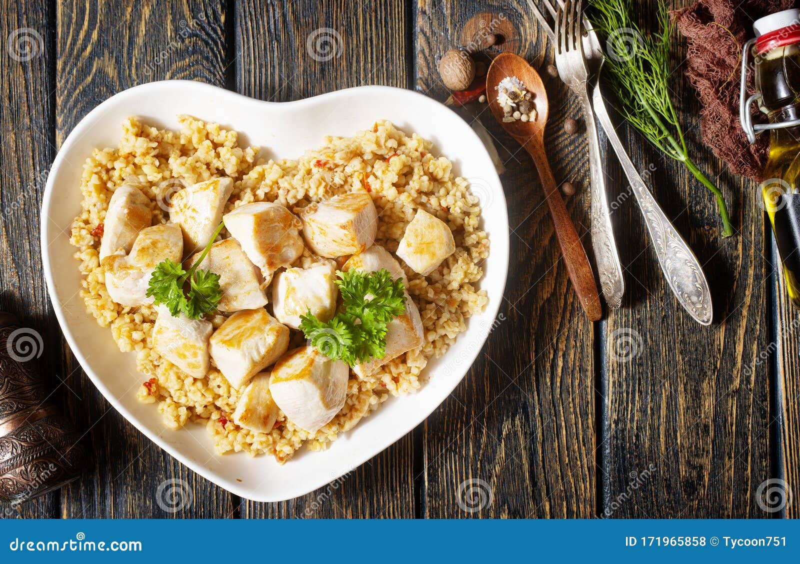 Bulgur with chicken stock photo. Image of meat, grilled - 171965858