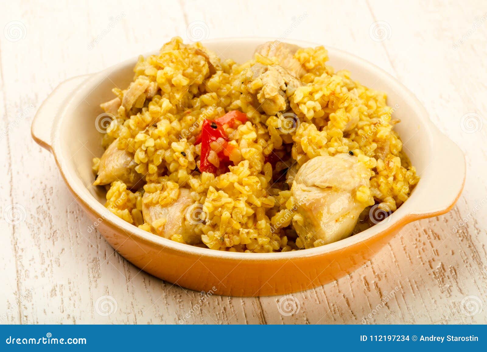 Bulgur with chicken stock photo. Image of pilaf, rustic - 112197234