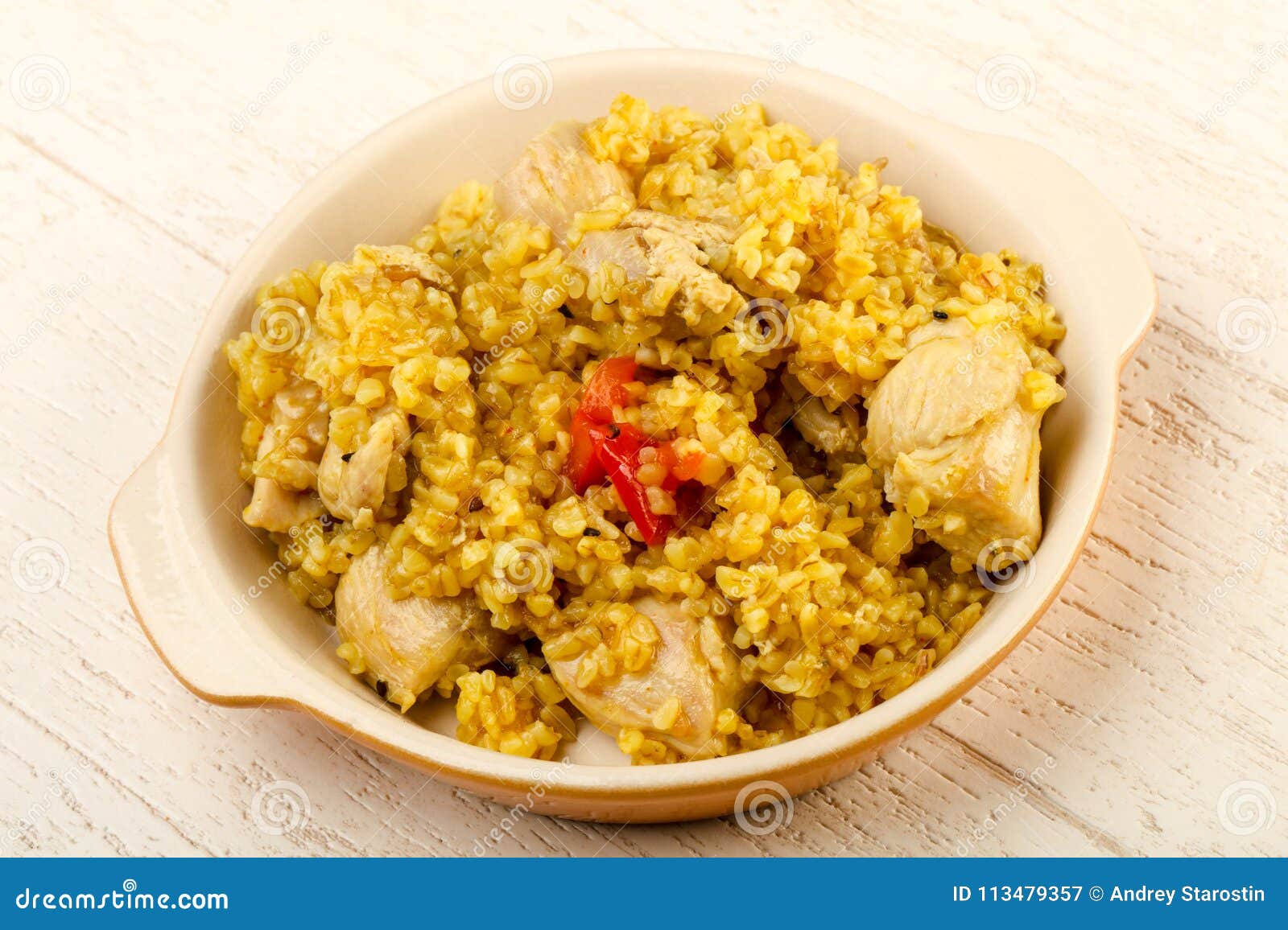 Bulgur with chicken stock image. Image of cous, couscous - 113479357