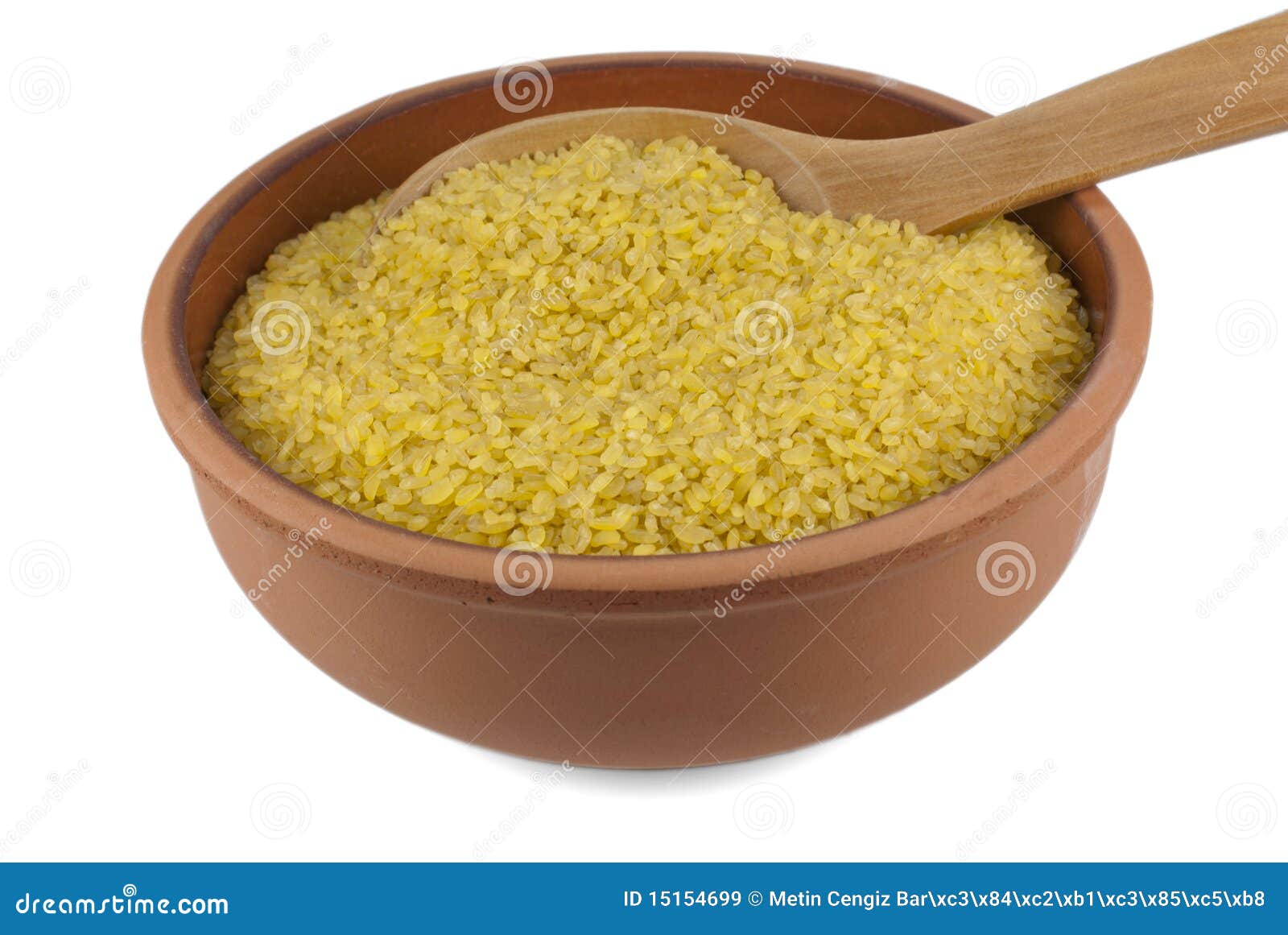 Bulgur (cracked wheat) stock image. Image of wood, spoon - 15154699