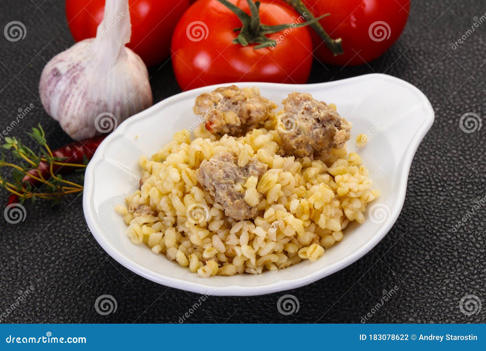 Bulgur with meat stock photo. Image of vegetables, pilaf - 183078622